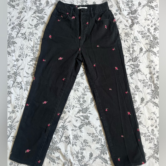 PacSun | Jeans | Pacsun High Rise Straight Jeans With Embroidered Roses ...